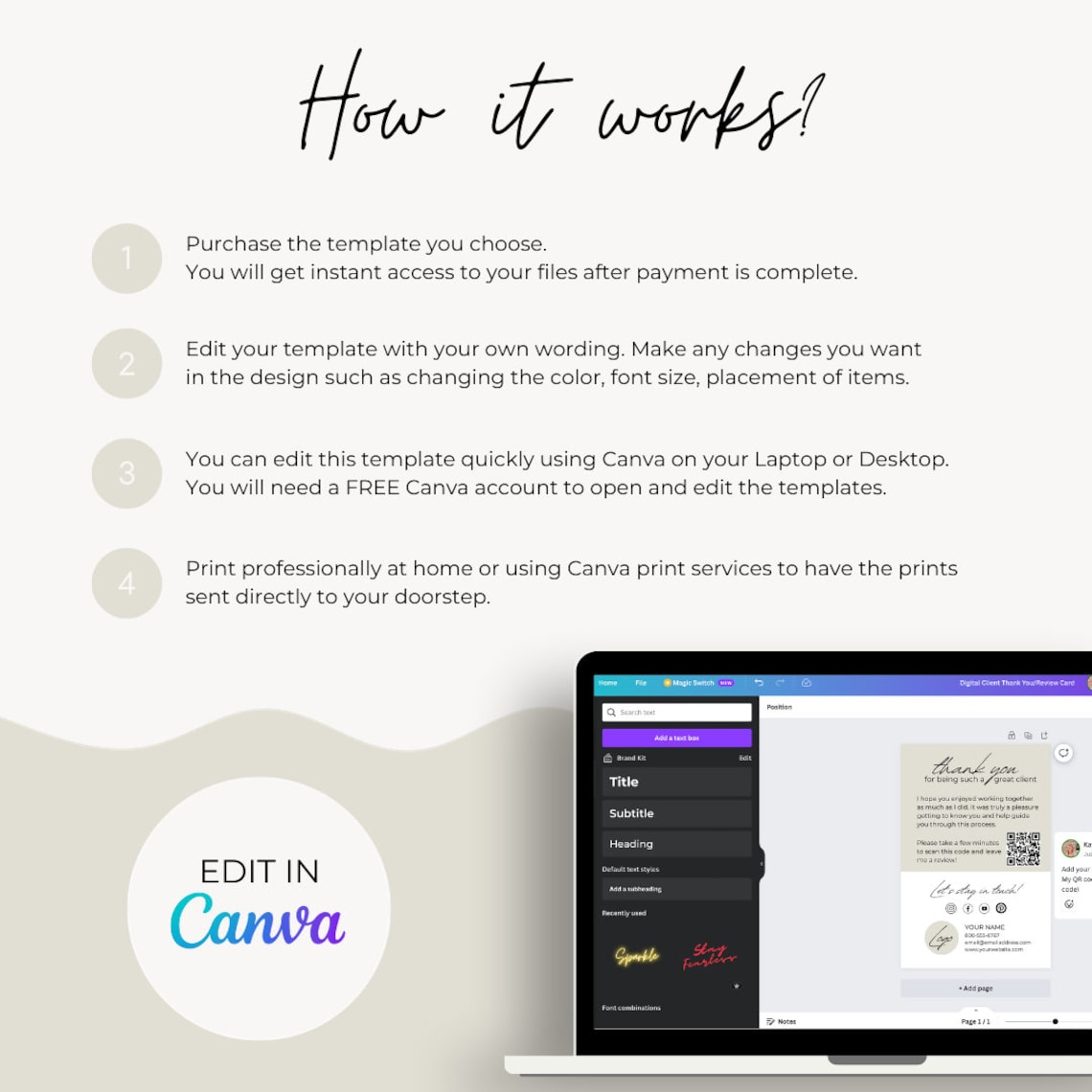 Client Thank You/review Card Template - Etsy