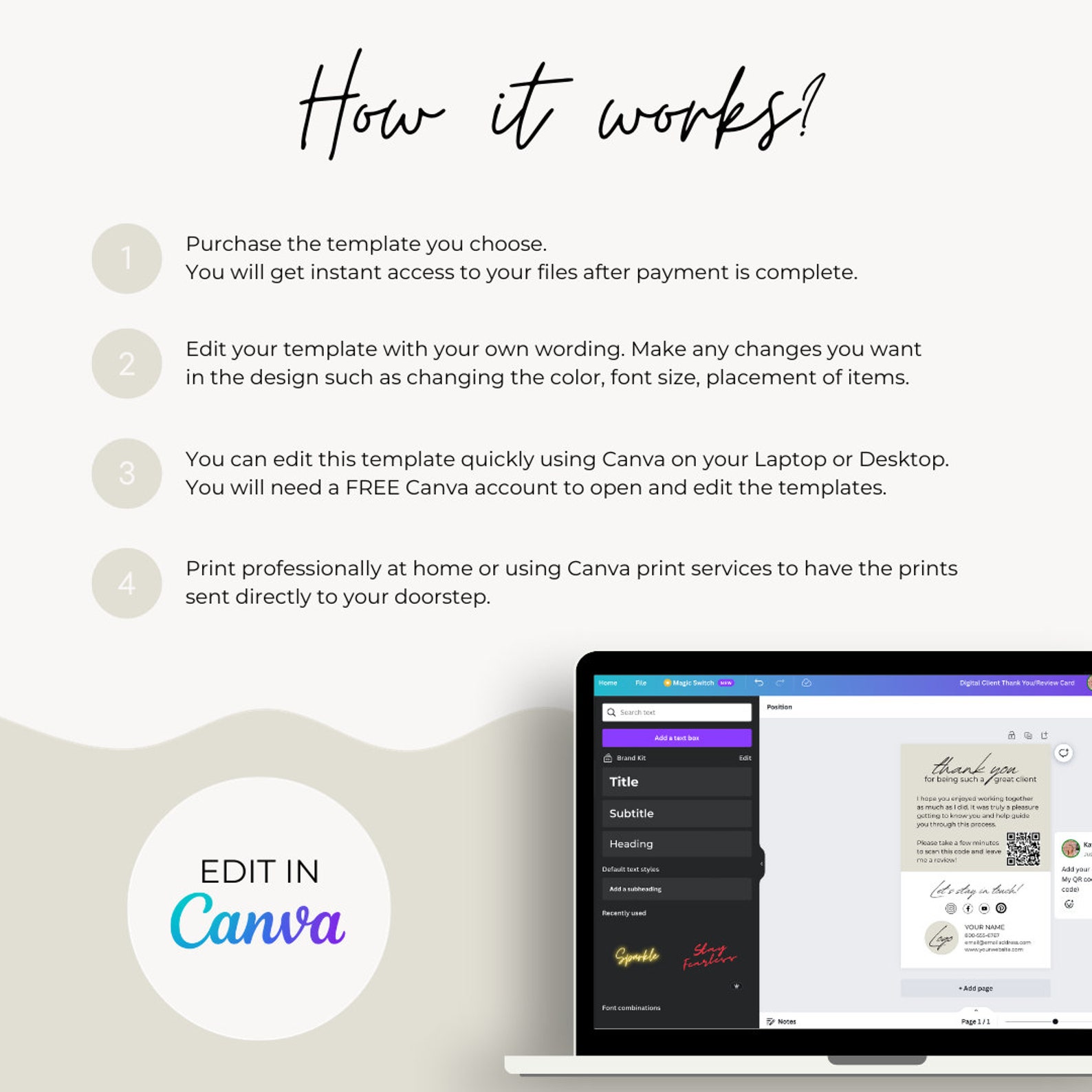 Client Thank You/review Card Template - Etsy