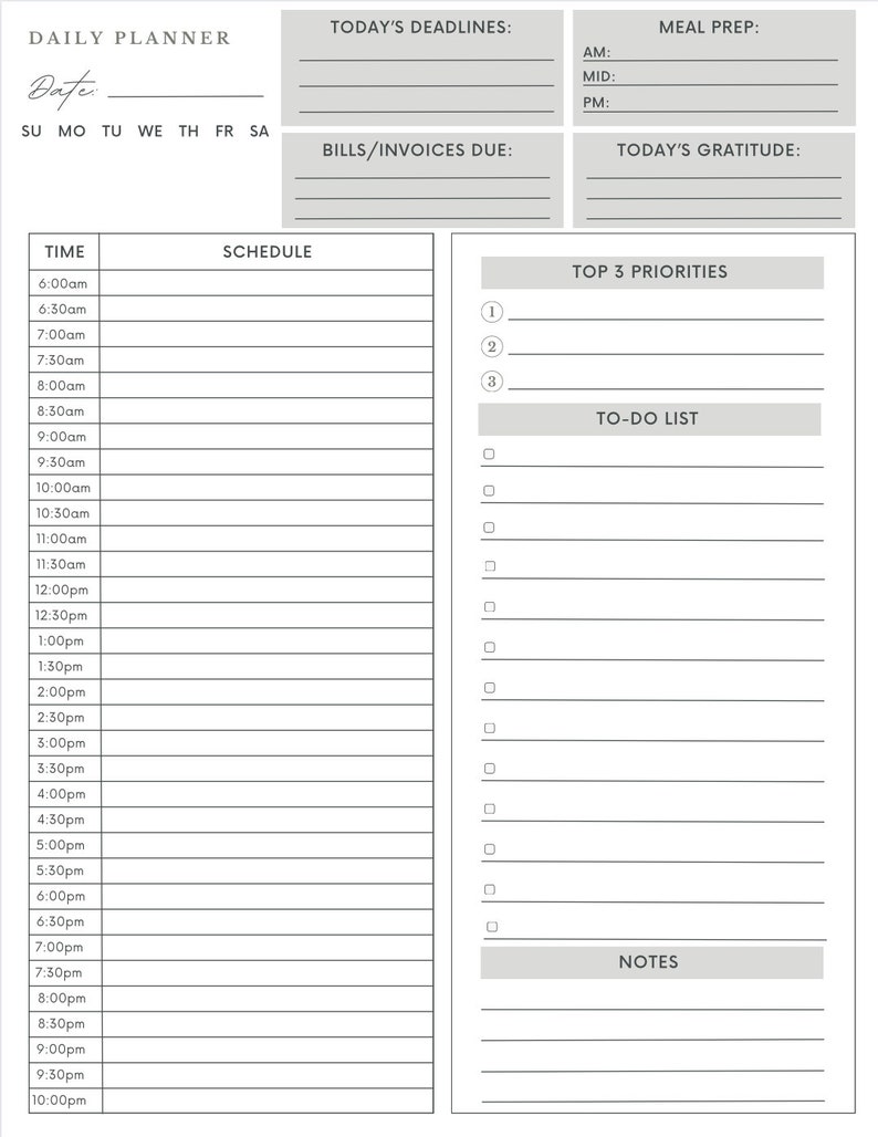 Undated Daily Planner (30 Pages) - Etsy