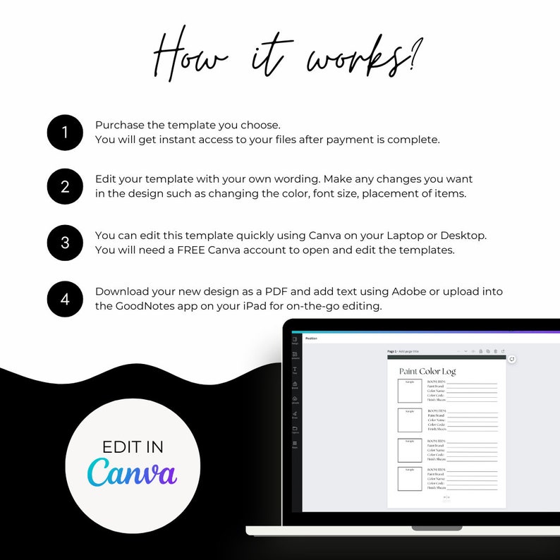 Project Design Paint Color Log - Etsy