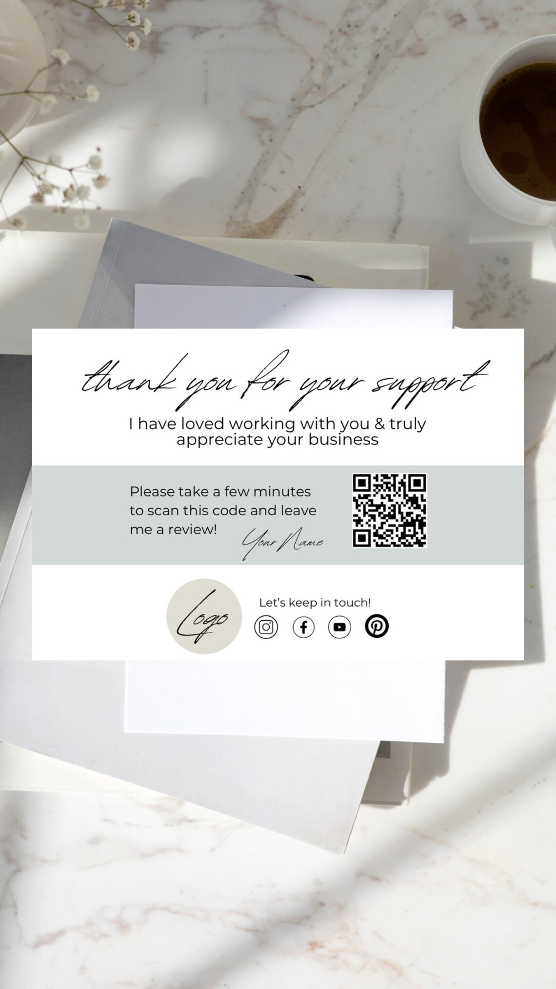 Client Thank You/business Review Card Template - Etsy