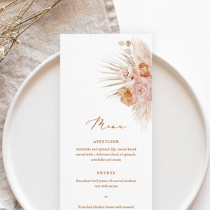 Dusty Orange Boho Menu Template Terracotta Boho Printable Menu Dusty ...