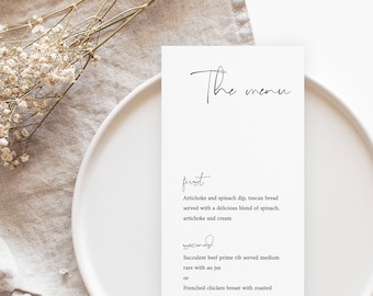 Elegant Minimal Wedding Menu Template Modern Wedding Menu Minimalist ...