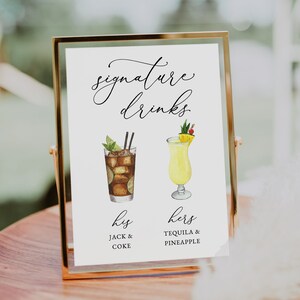 Signature Drink Sign Template Printable Signature Cocktail Sign Menu ...