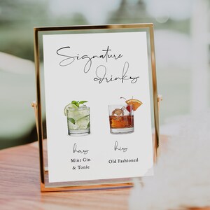 Signature Drink Sign Template Printable Signature Cocktail Sign Menu ...