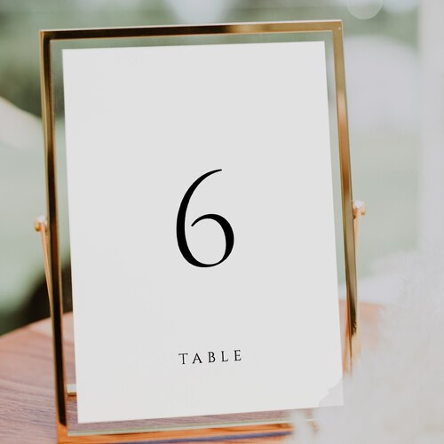 Simple Table Numbers Template Modern Wedding Table Number | Etsy