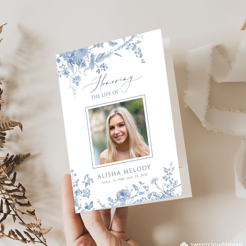 Blue Funeral Template - Etsy