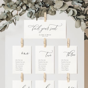Elegant Table Seating Chart Card Template, Simple Seating Chart ...