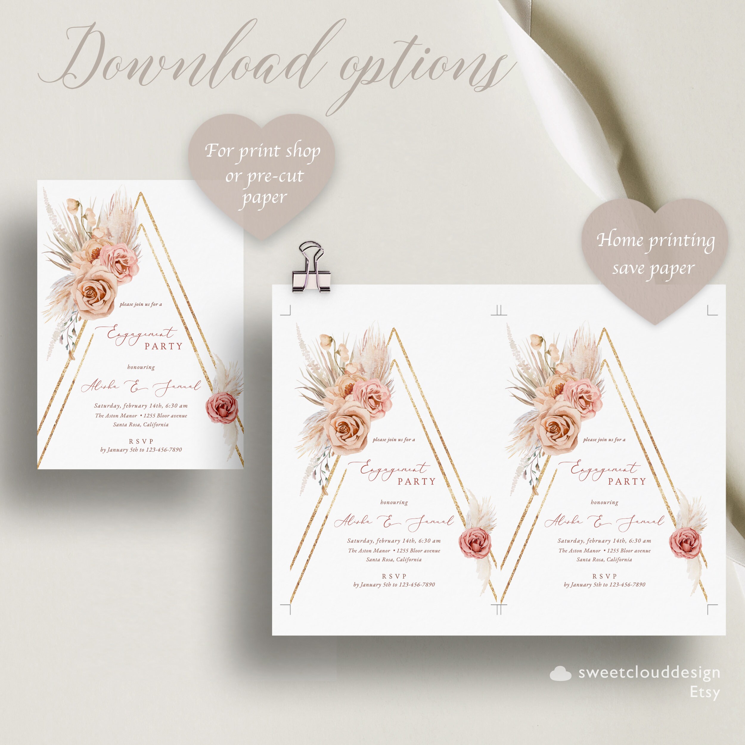 Rust Boho Engagement Party Invitation Rust Terracotta Engagement Party ...