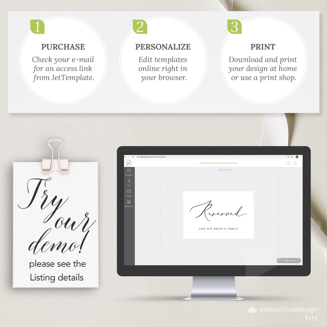 Simple Reserved Seating Tented Card Modern Wedding Reserved Sign ...
