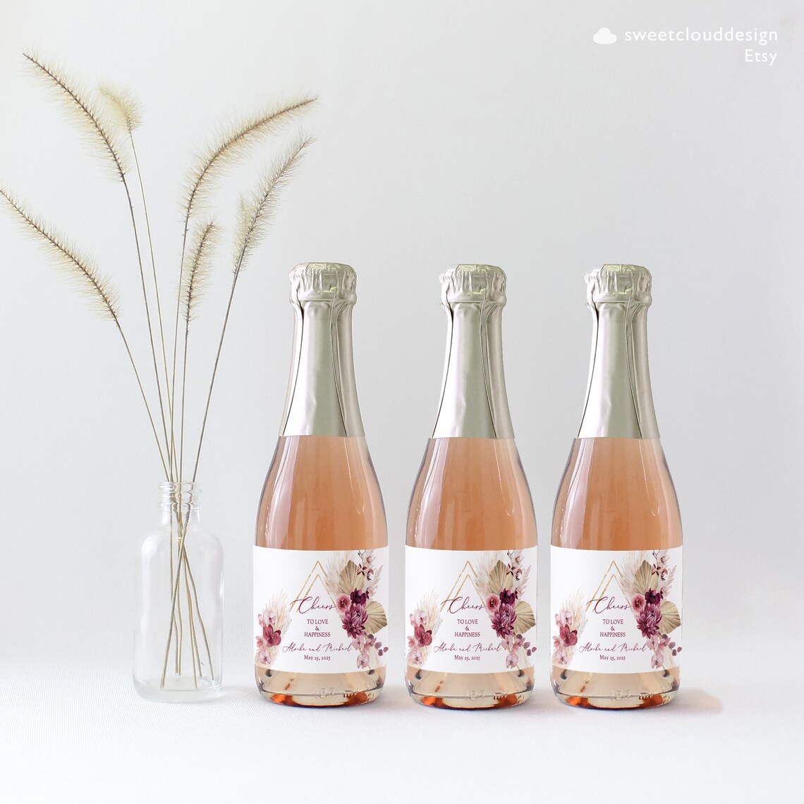 Burgundy Boho Wine Labels Avery Wine Label Gold Arch Dusty Red - Etsy