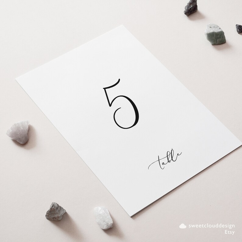 Simple Wedding Table Numbers Template Elegant Table Numbers - Etsy
