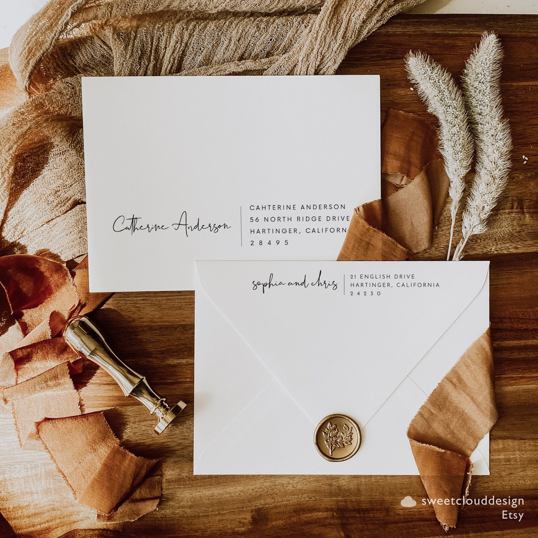 Printable Modern Envelope Address Template,simple Envelope Address ...