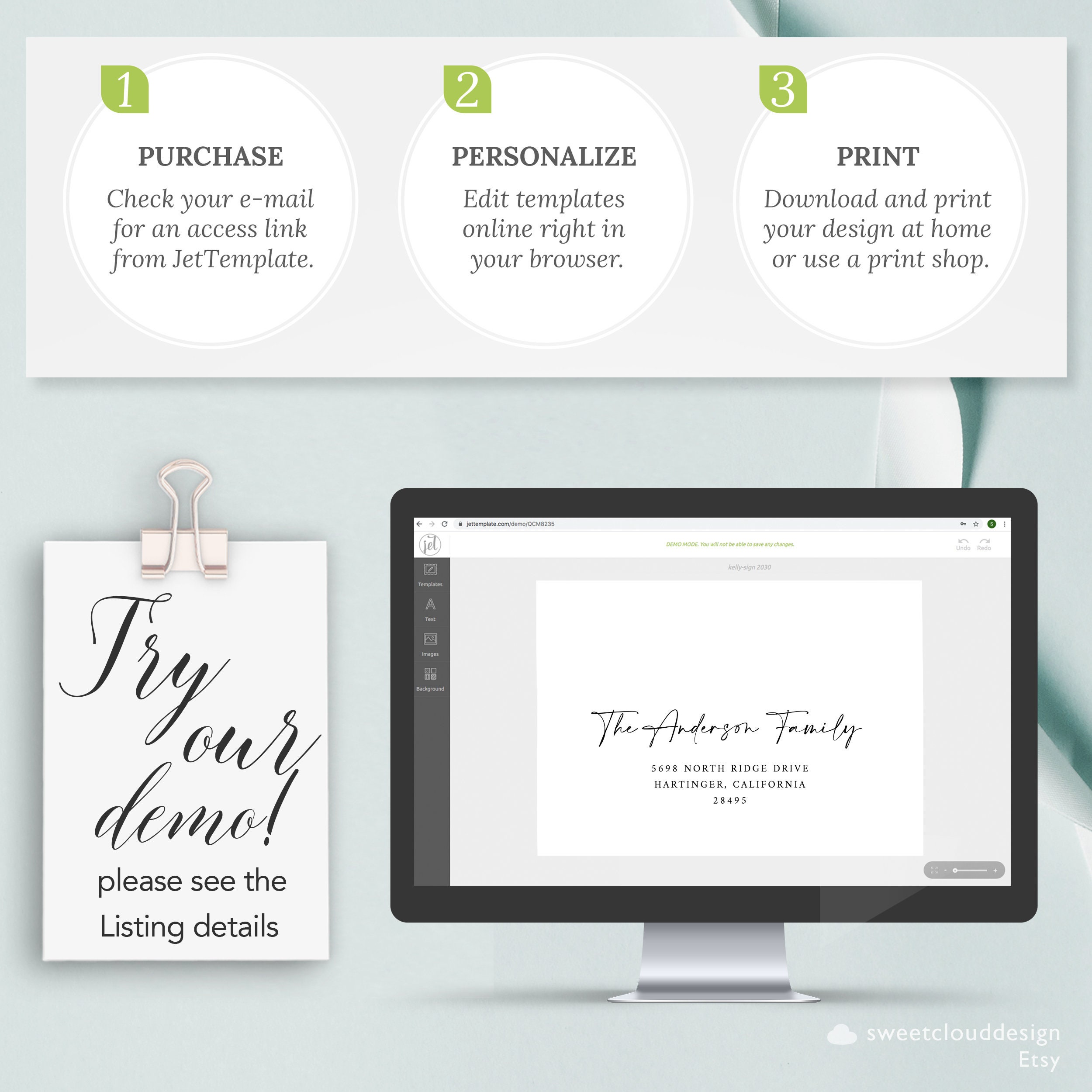 Minimalist Printable Envelope Address and Return Template | Etsy