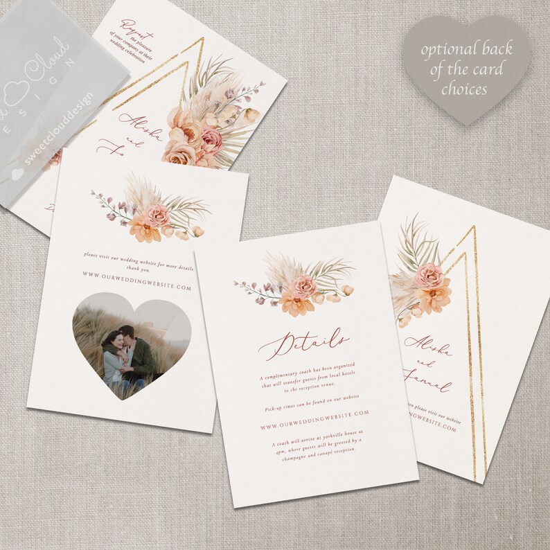 Rust Terracotta Wedding Invitation Dusty Orange Boho Wedding Invitation ...