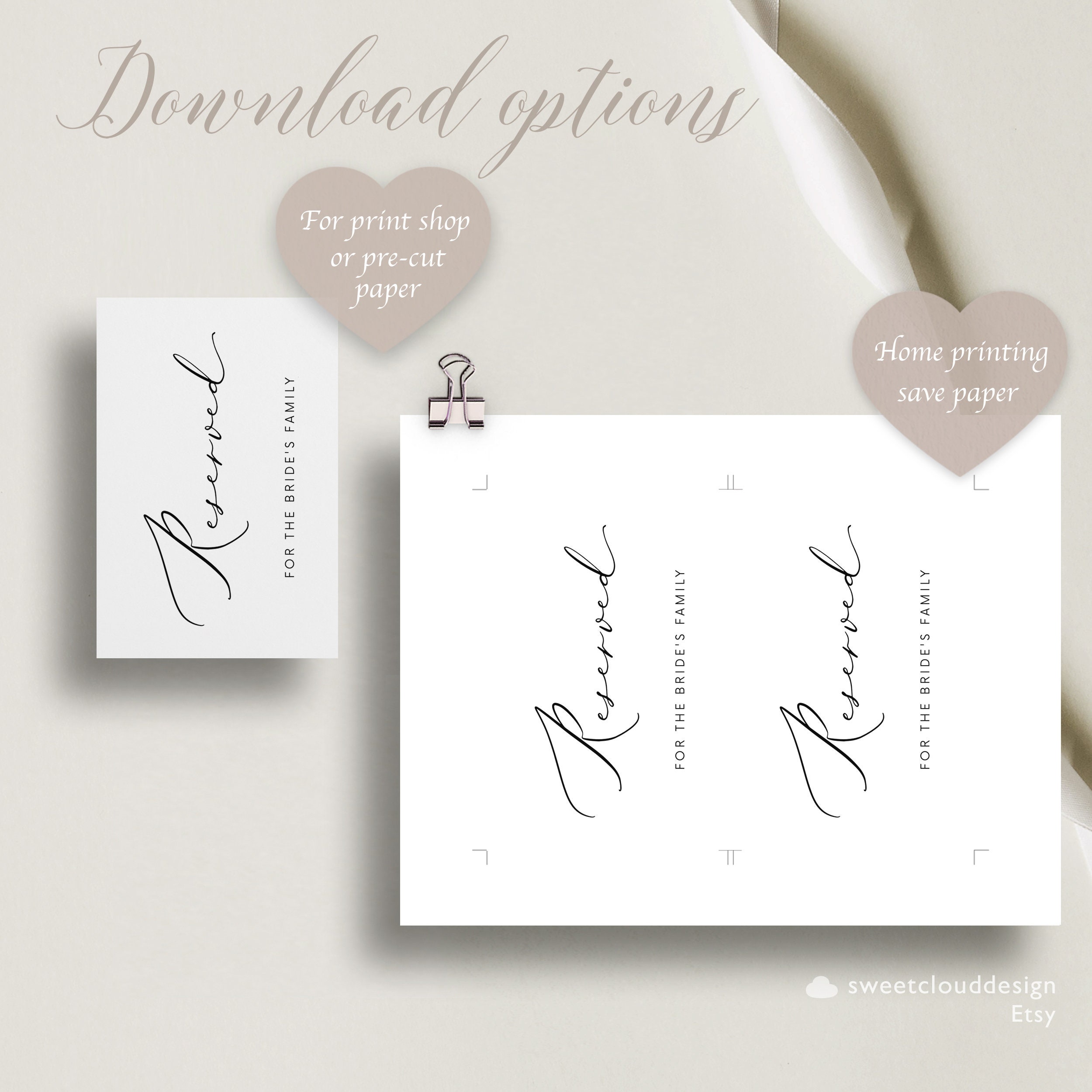 Simple Reserved Seating Tented Card Modern Wedding Reserved Sign ...