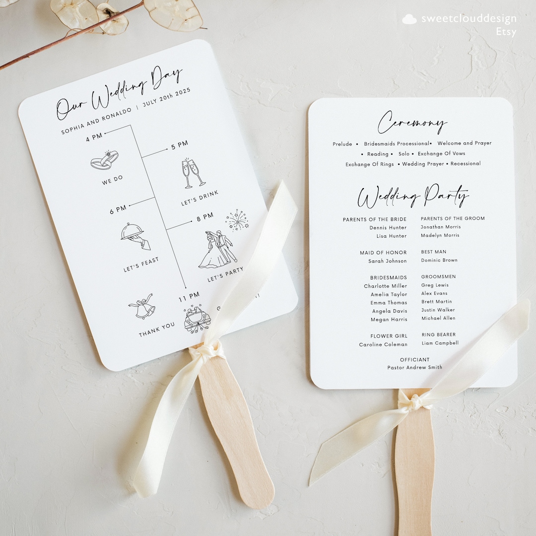 Wedding Program Template Modern Wedding Ceremony Timeline Editable ...