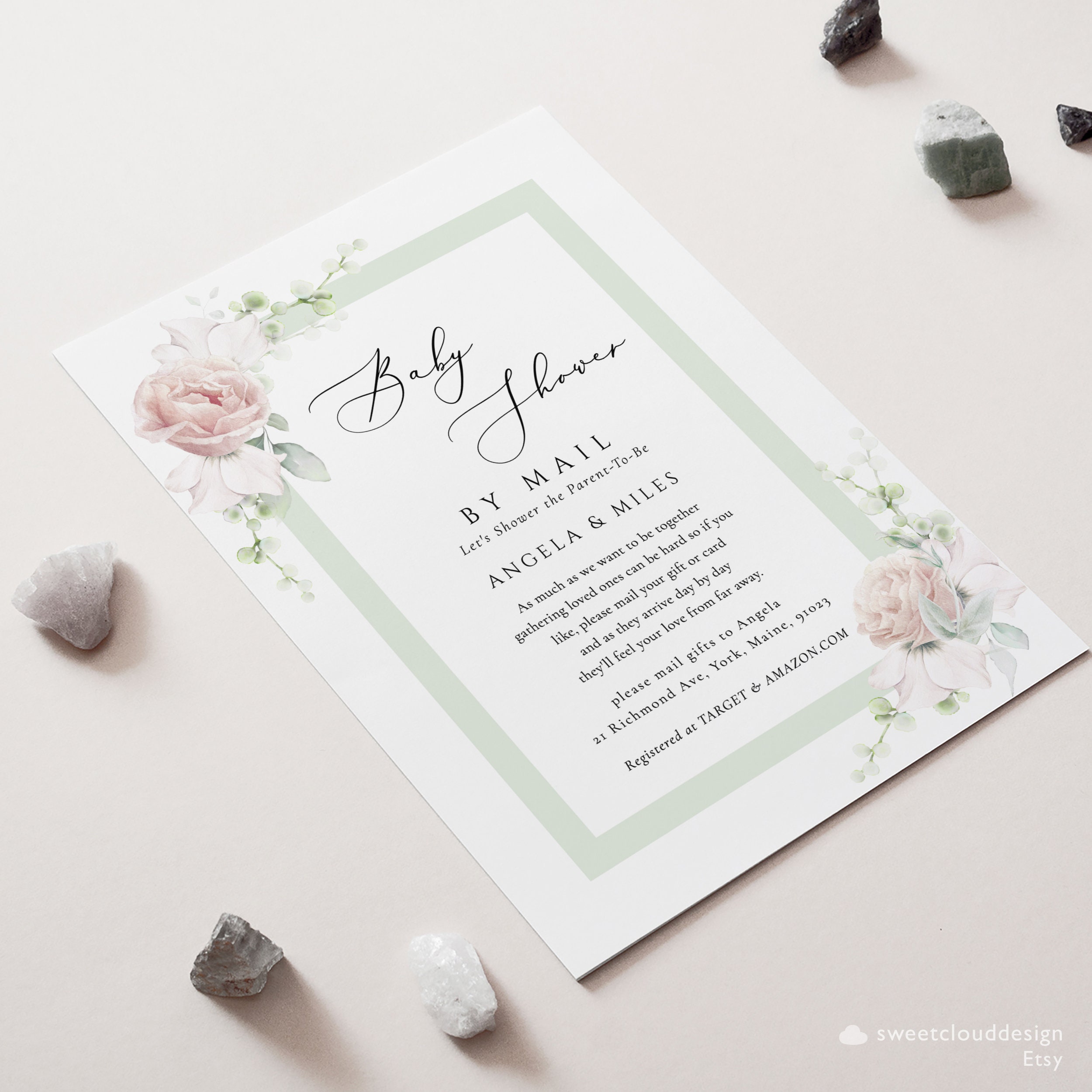 Baby Shower by Mail Template Floral Baby Shower - Etsy