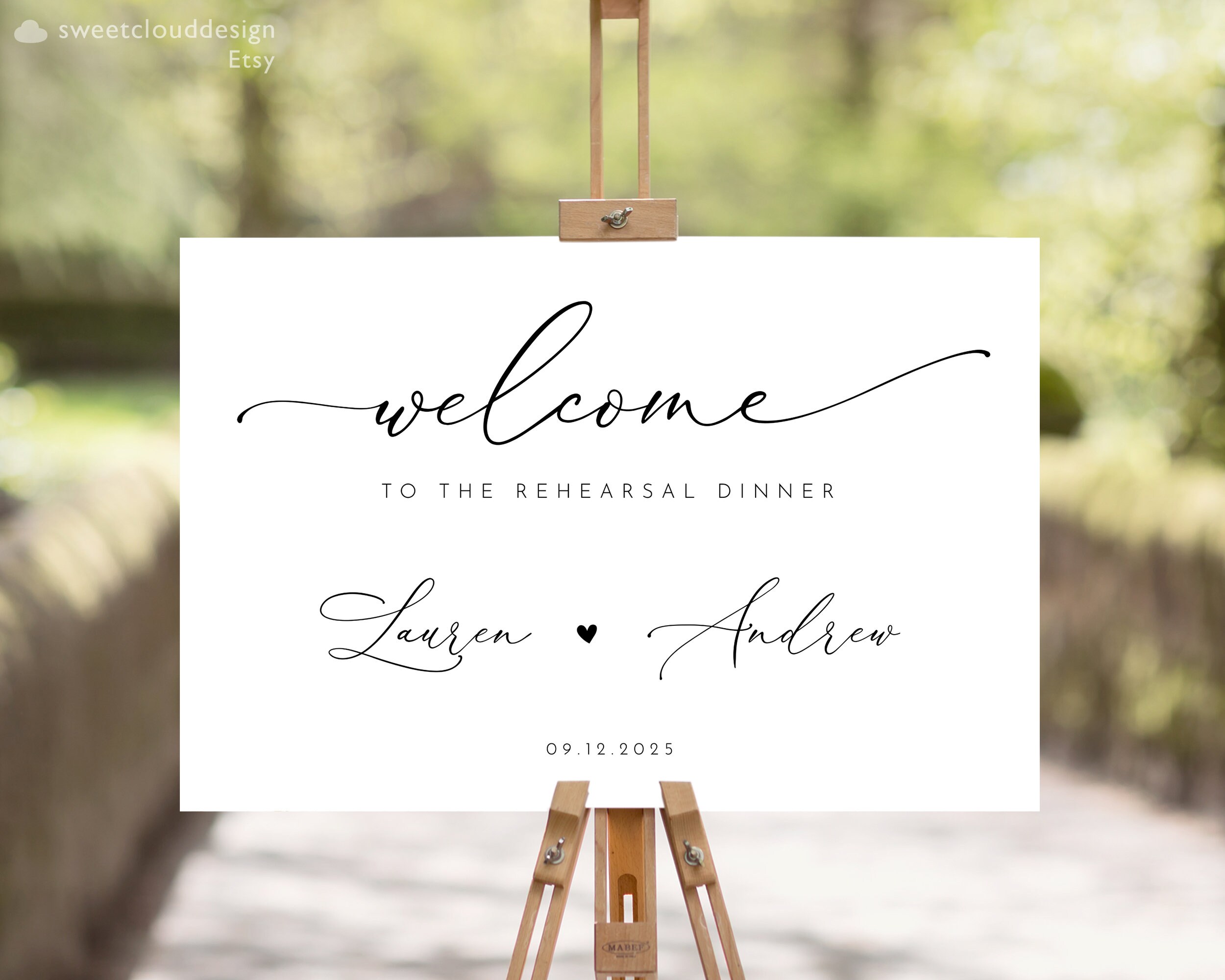 Heart Welcome to Rehearsal dinner signMinimal Wedding Sign | Etsy