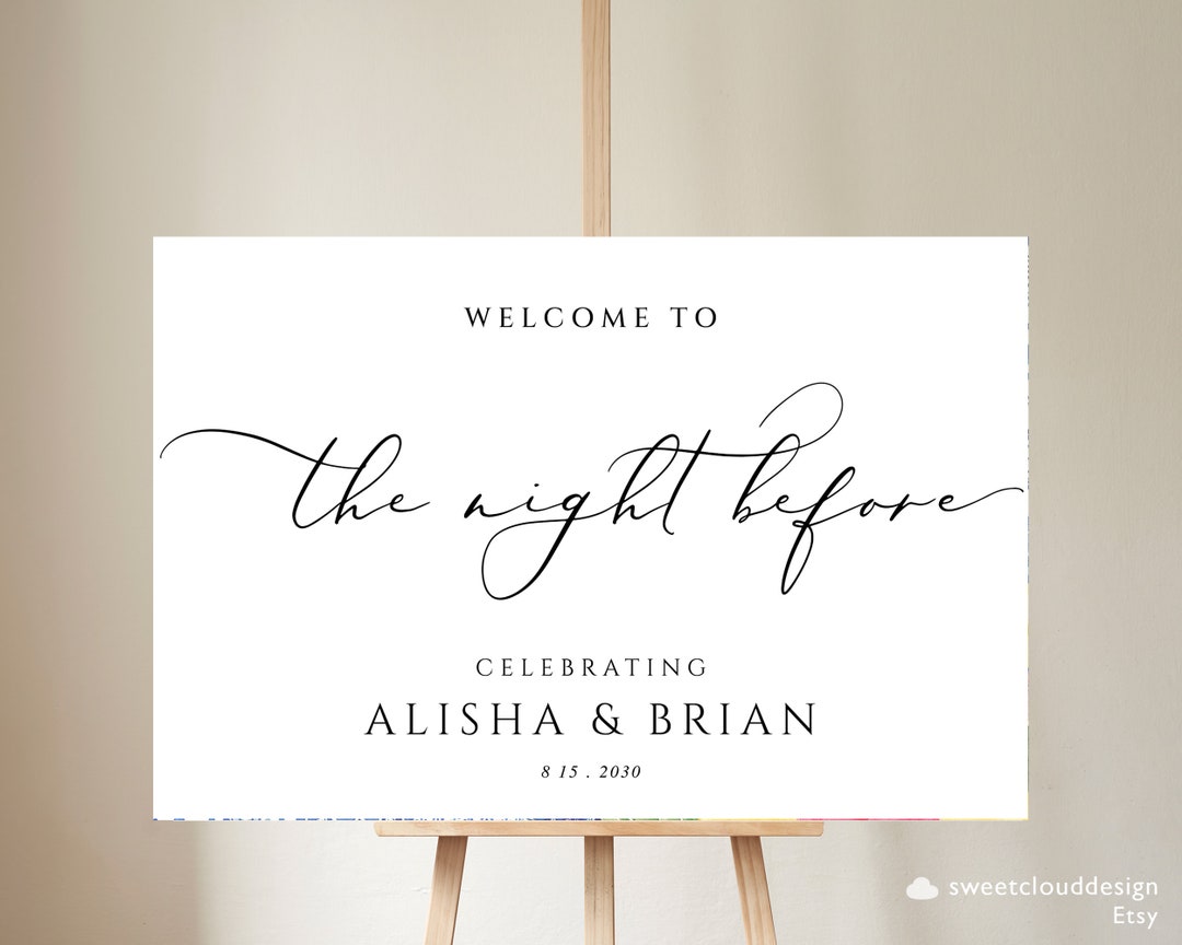 The Night Before Welcome Sign Welcome to Rehearsal Dinner Sign Minimal ...