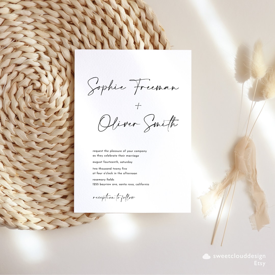 Modern Wedding Invitationtemplate, Elegant Minimal Invitation Card ...