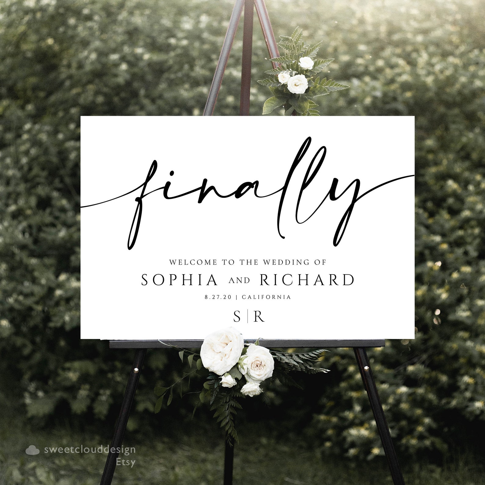 It's Finally Happening Wedding Sign Initial Wedding Welcome Sign Modern ...