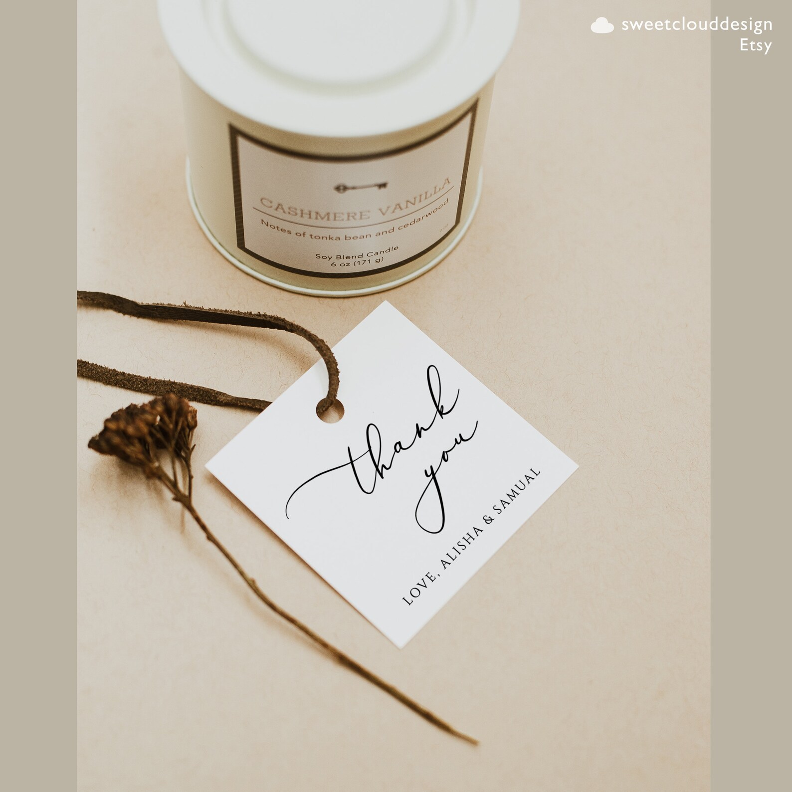 Minimal Thank You Tag Template,simple Square Favor Gift Tag, Round ...