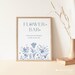 Flower Bar Sign Blue Floral Bar Sign Dusty Blue Flower Bridal Shower ...
