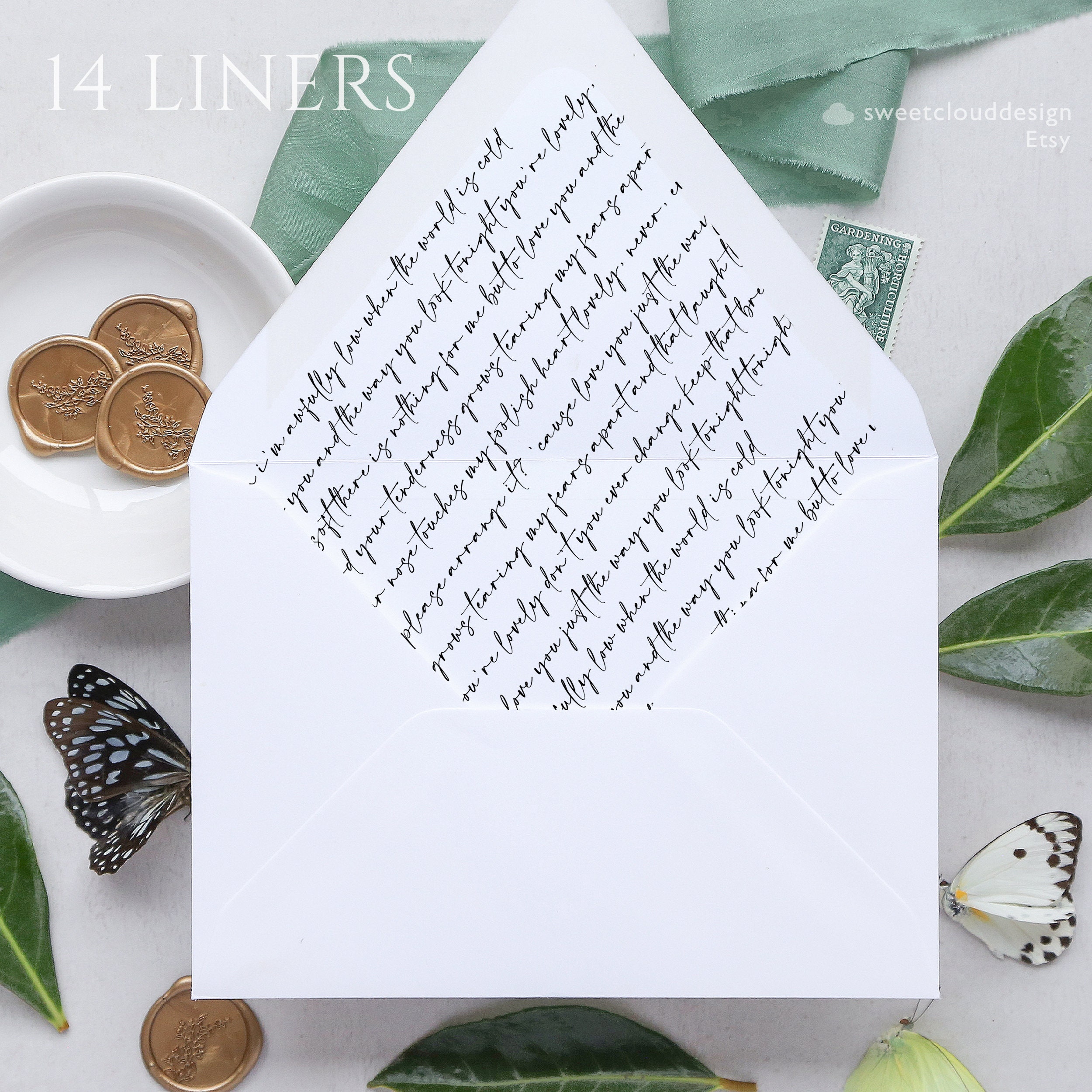 Modern Script Envelope Liner Templatesong Lyric Envelope | Etsy