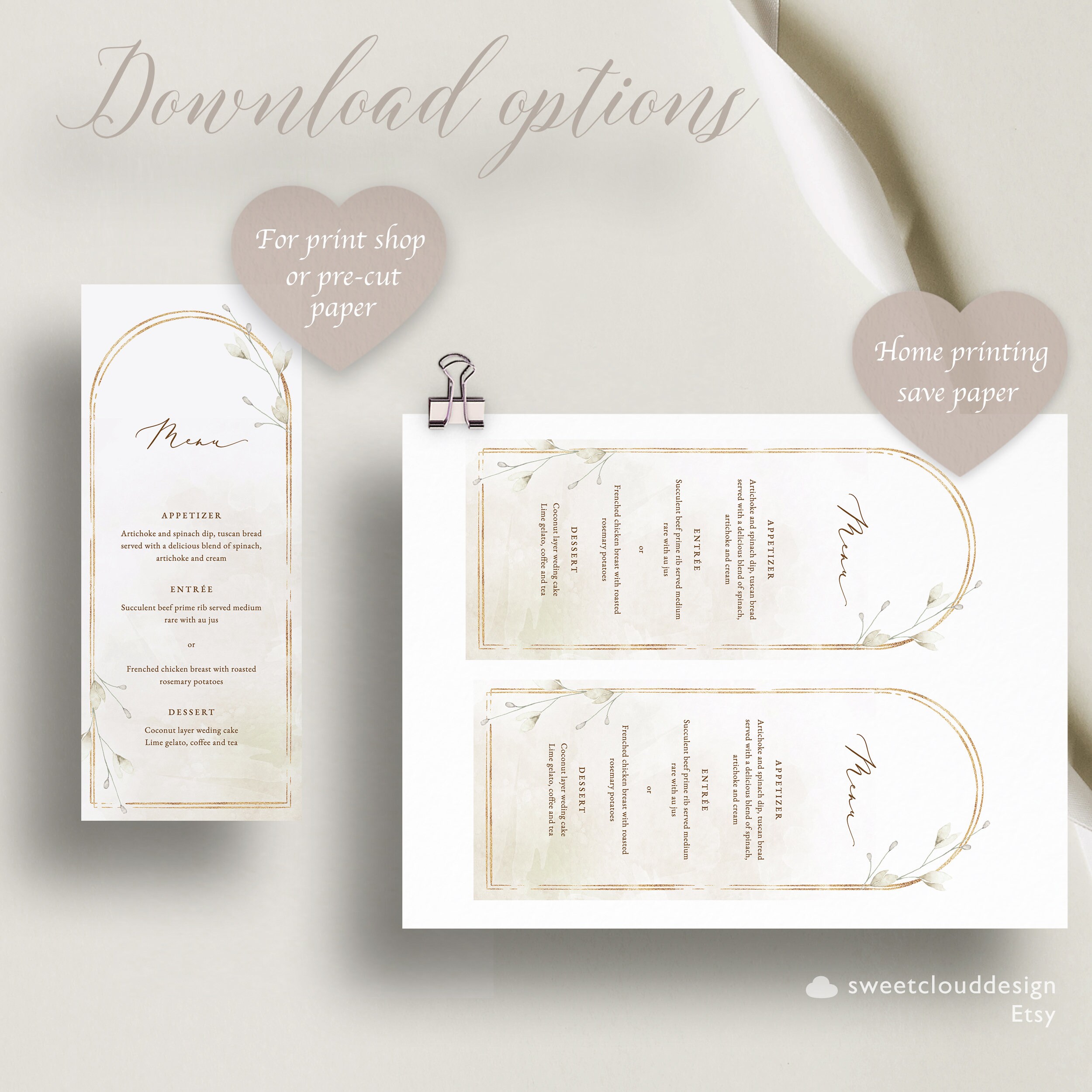 White Flower Baptism Menu Gold Cross Menu Neutral Floral Table - Etsy