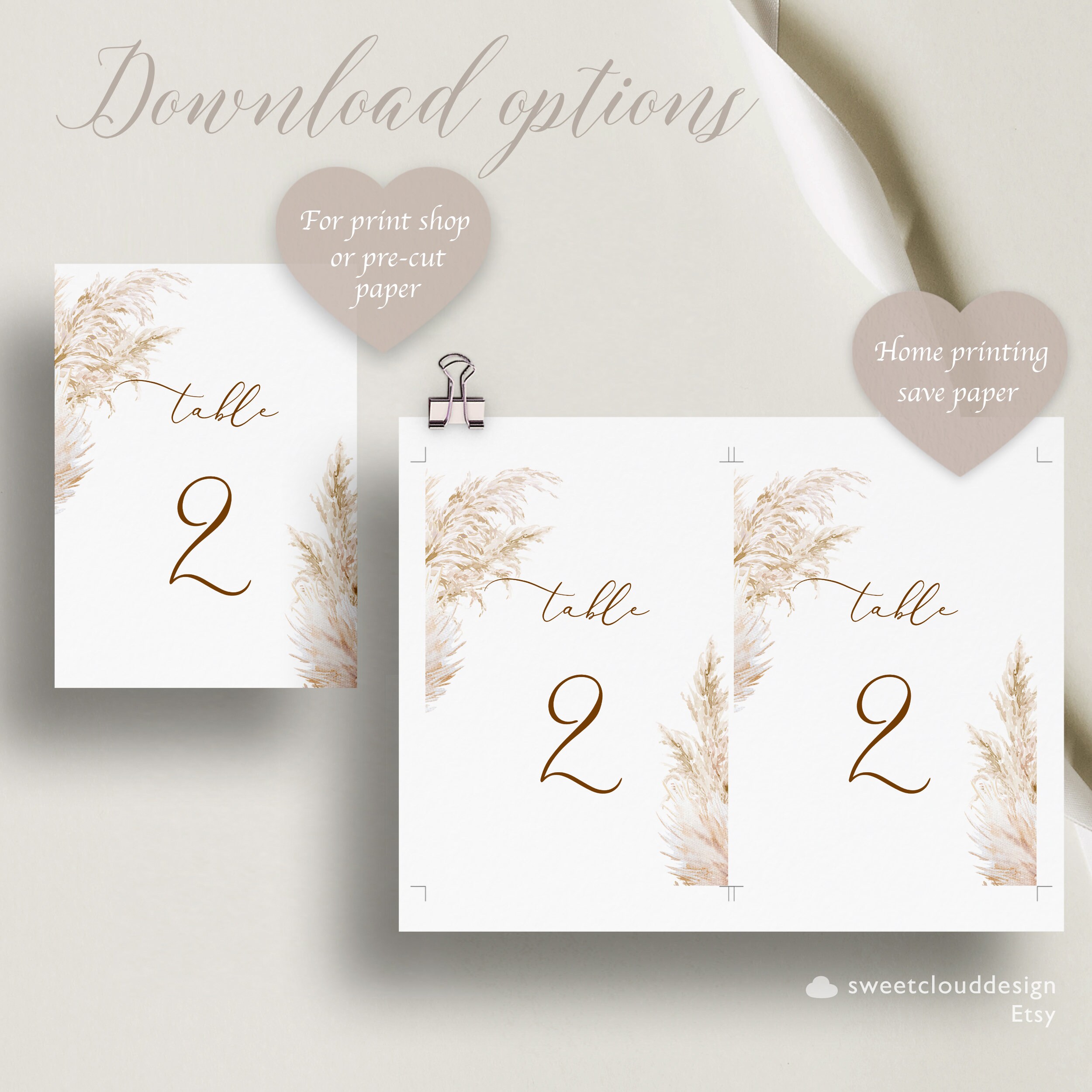 Pampas Grass Table Number Boho Wedding Table Number Pampas - Etsy