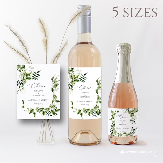 Greenery Wine Labels Avery Wine Labels Green Floral Wine Label | Etsy