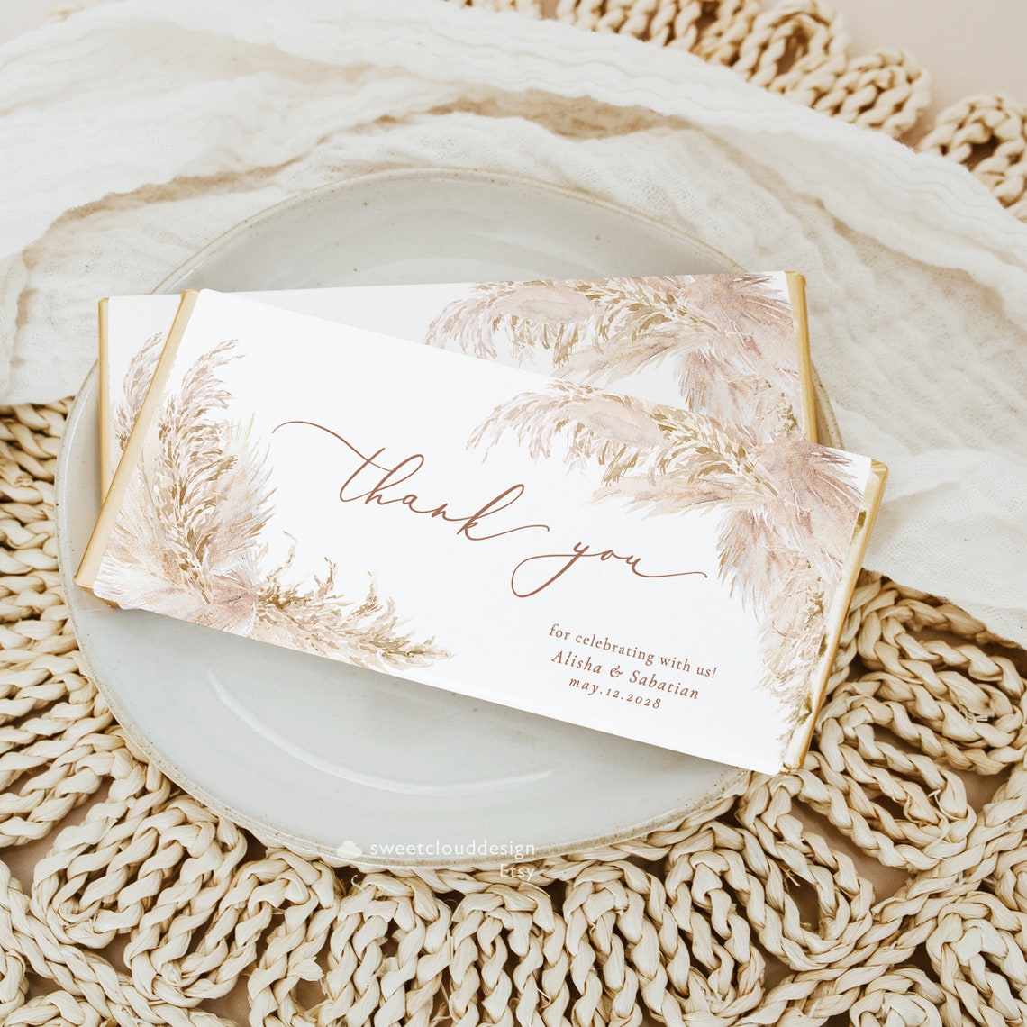Pampas Grass Chocolate Bar Wrapper Boho Aldi 40g Hershey 1.55oz ...