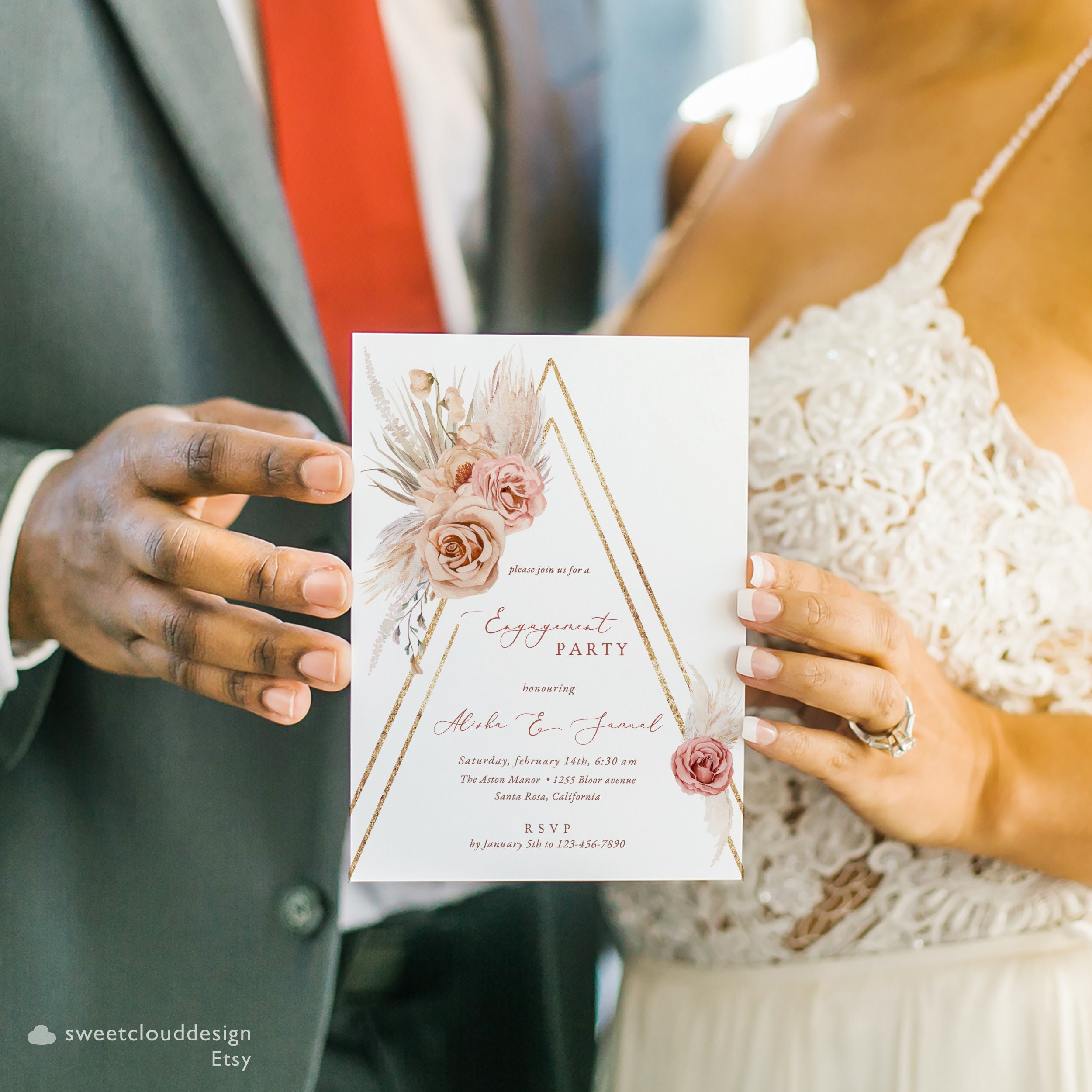 Rust Boho Engagement Party Invitation Rust Terracotta Engagement Party ...
