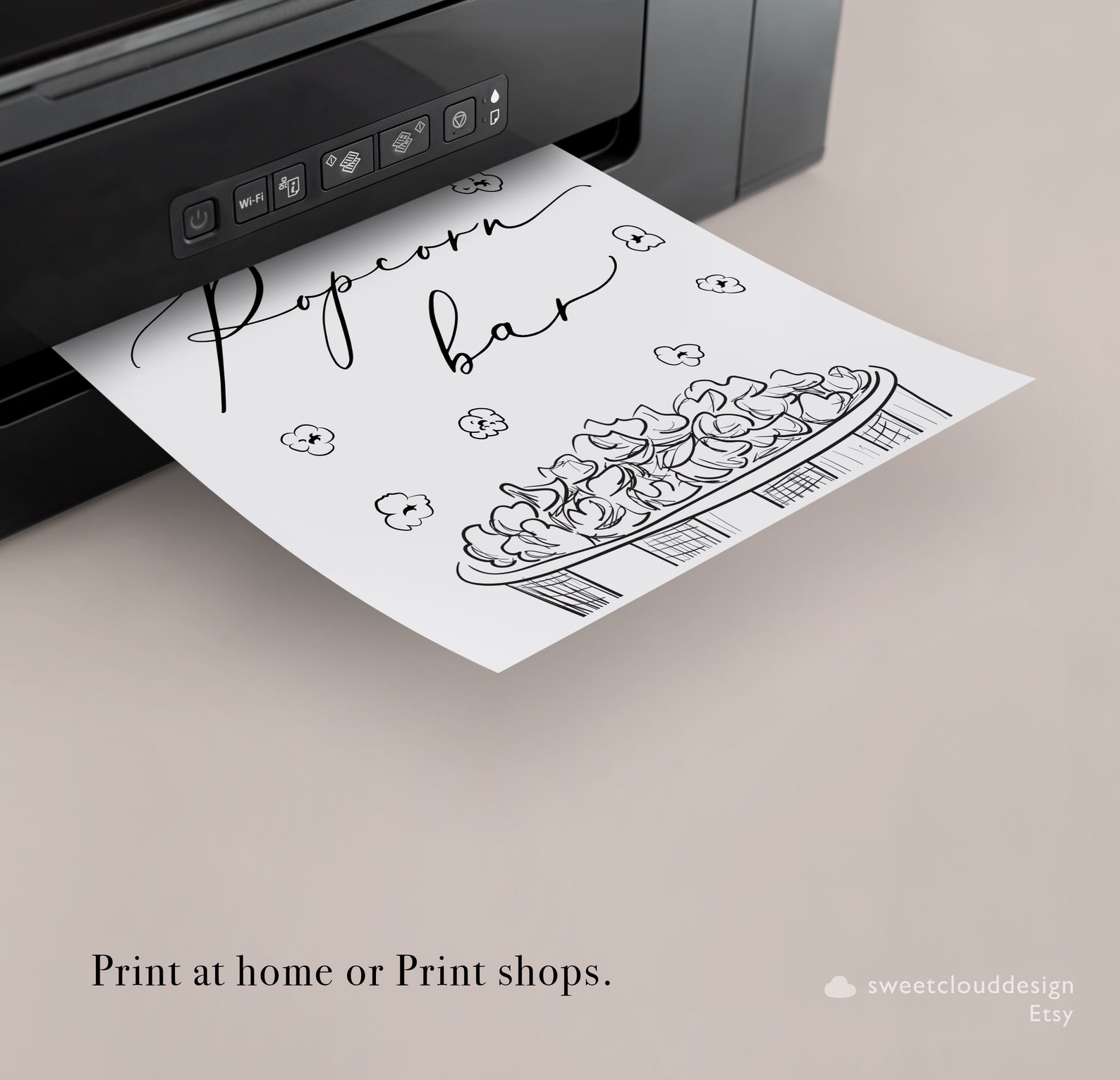 Simple Popcorn Bar Sign Templatewedding Popcorn Station Sign | Etsy