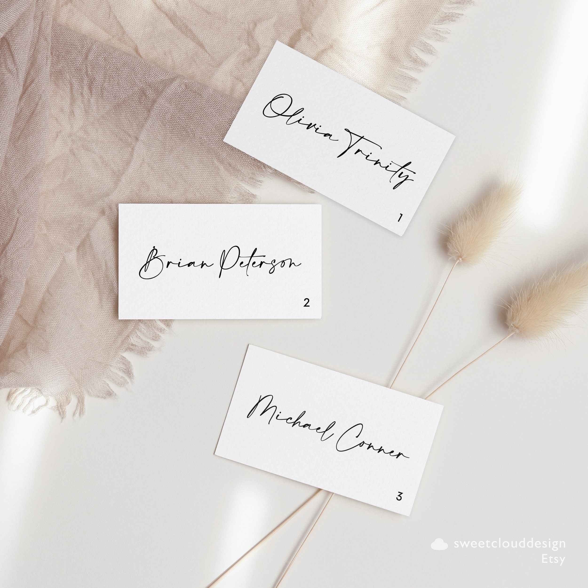 Minimalist Wedding Place Cards Template,printable Wedding Place Cards ...