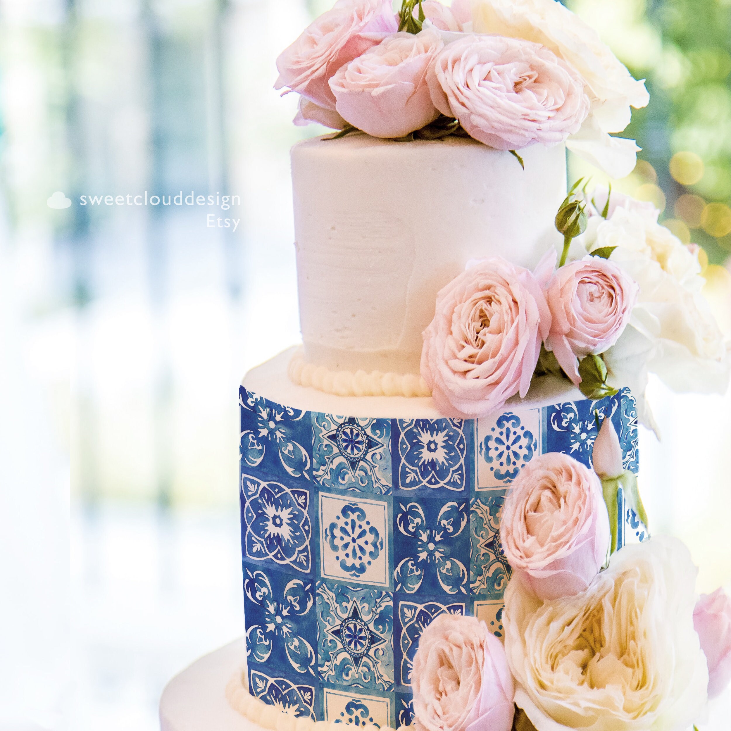 Cake Icing Blue Tile Template Italy Blue Tile Cake Icing Image Bay ...