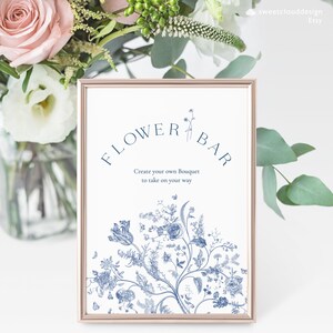 Blue Floral Bar Sign Dusty Blue Flower Bar Sign Blue Flower Bridal ...