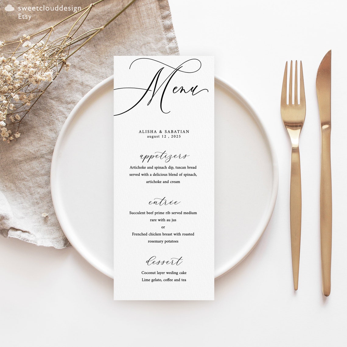Elegant Minimal Wedding Menu Template Modern Wedding Menu - Etsy