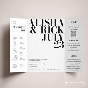 Gatefold Simple Wedding Invitation Modern Gatefold Invitation Minimal ...