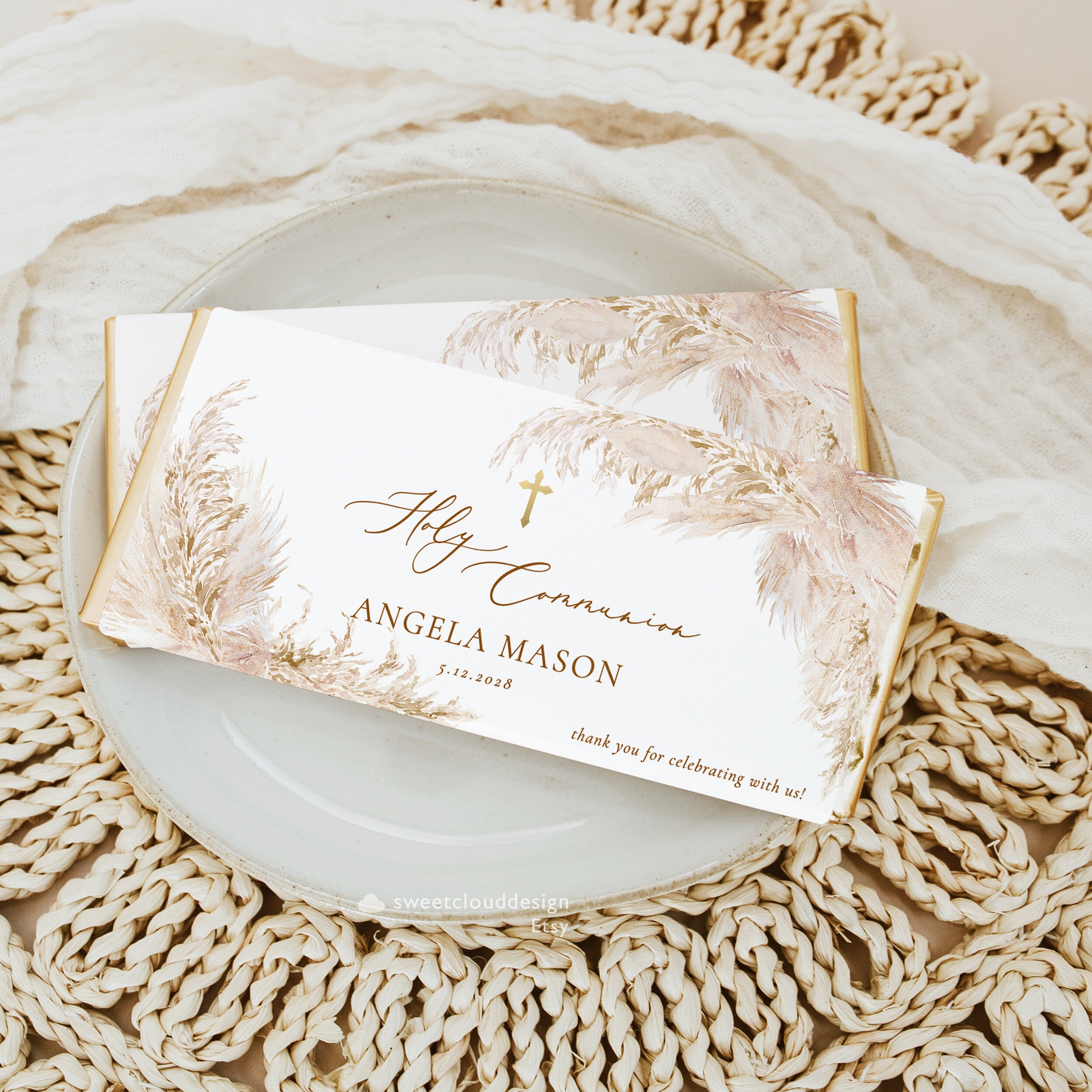 Holy Communion Chocolate Bar Wrapper Pampas Grass Holy Communion ...