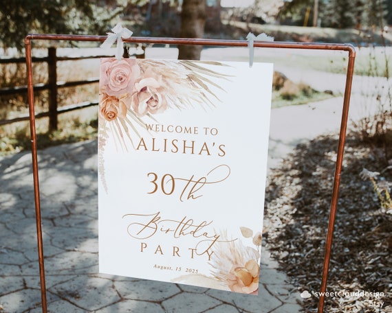 Dusty Orange Boho Birthday Sign Rust Orange Pampas Grass | Etsy
