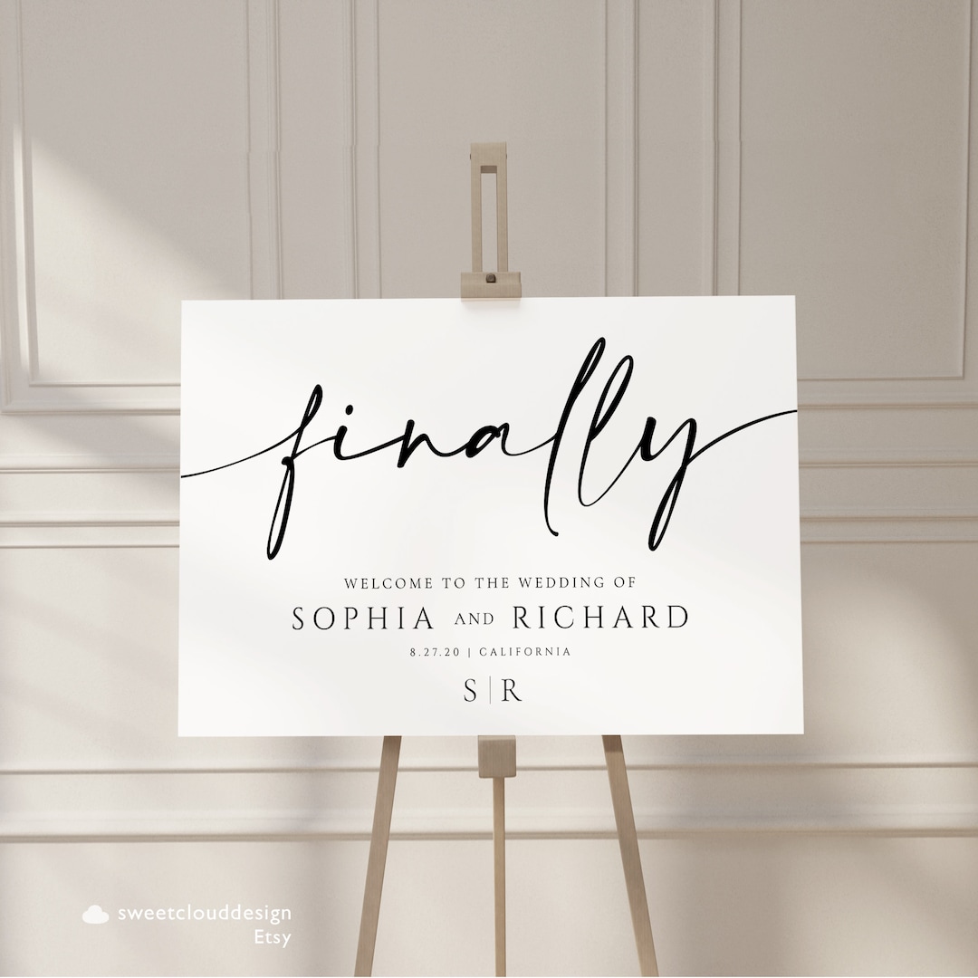 It's Finally Happening Wedding Sign Initial Wedding Welcome Sign Modern ...