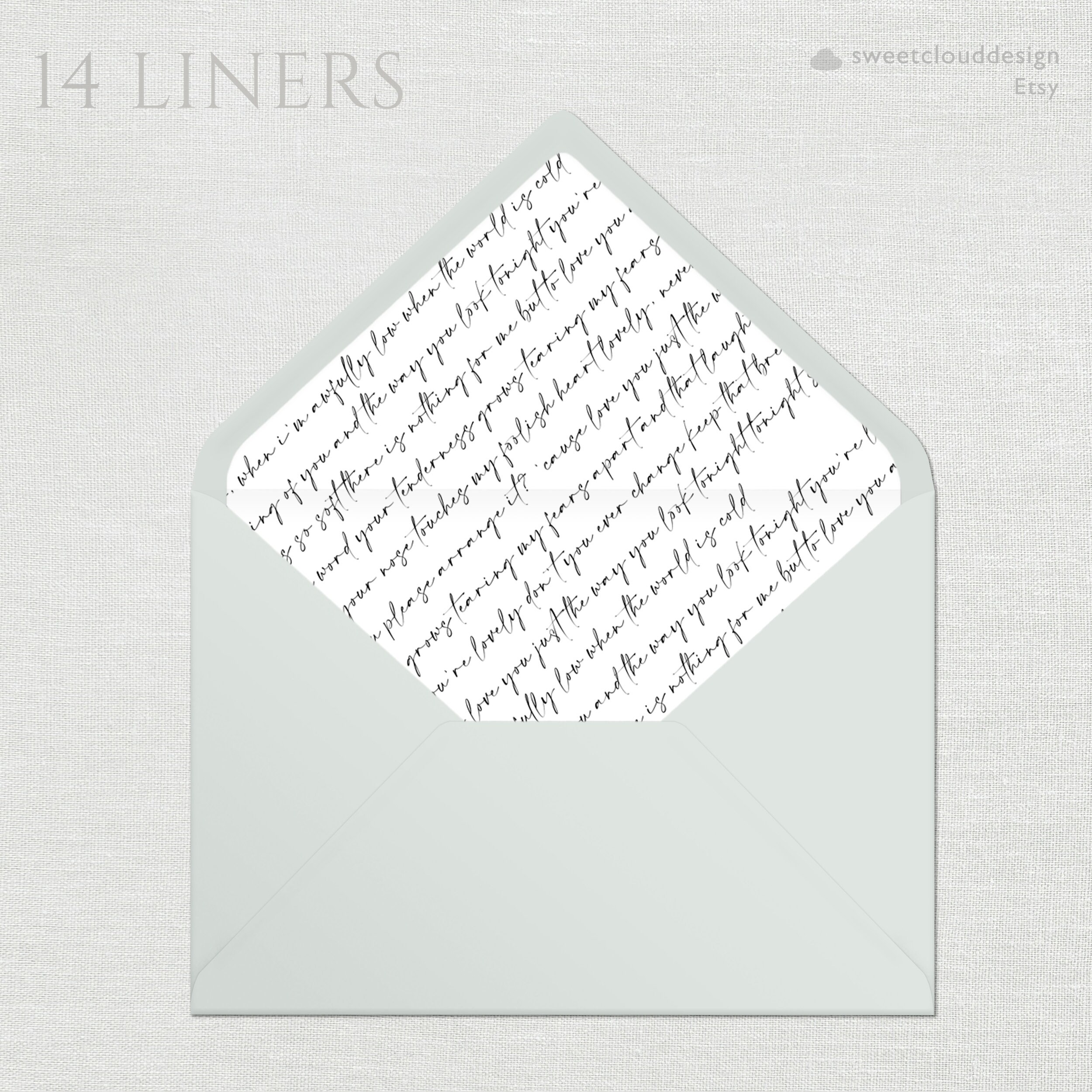 Modern Script Envelope Liner Templatesong Lyric Envelope | Etsy