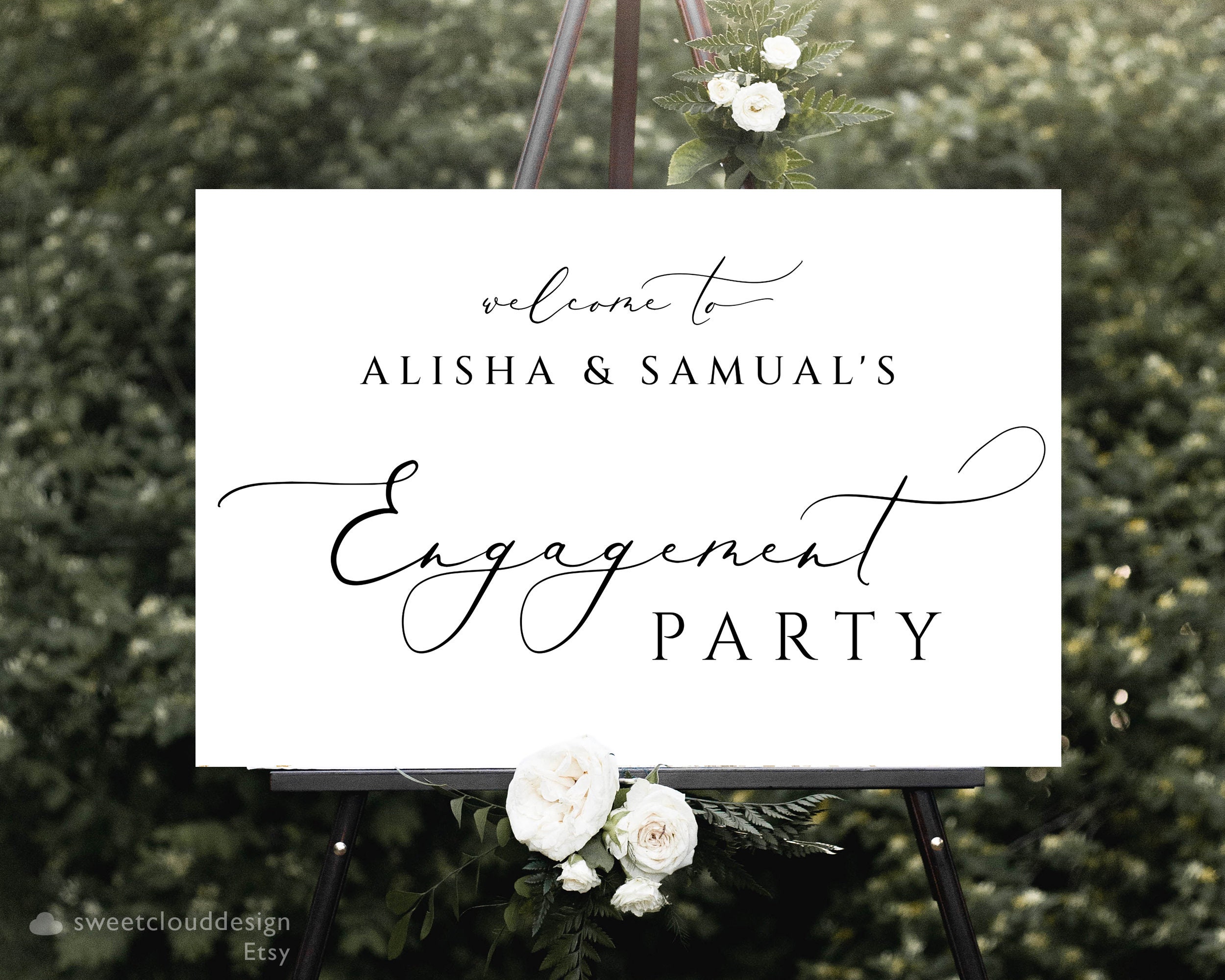 ENGAGEMENT PARTY Welcome Sign Simple We Are Engaged Welcome Sign ...