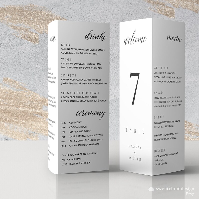 Modern Wedding Triangle Table Number Template Trifold Table | Etsy