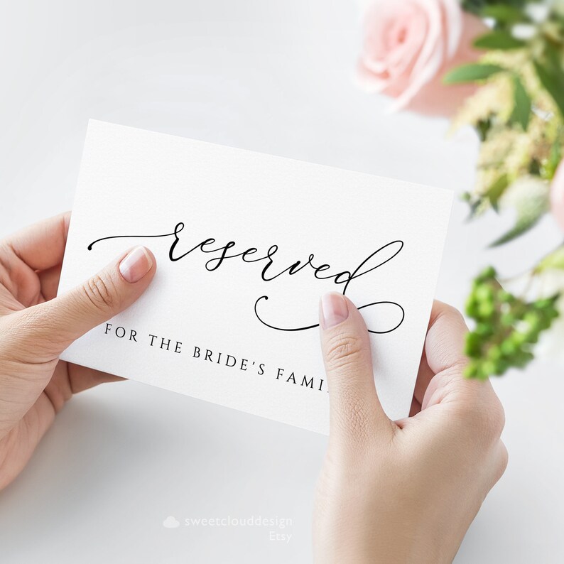 Simple Reserved Seating Tented Card Modern Wedding Reserved Sign ...