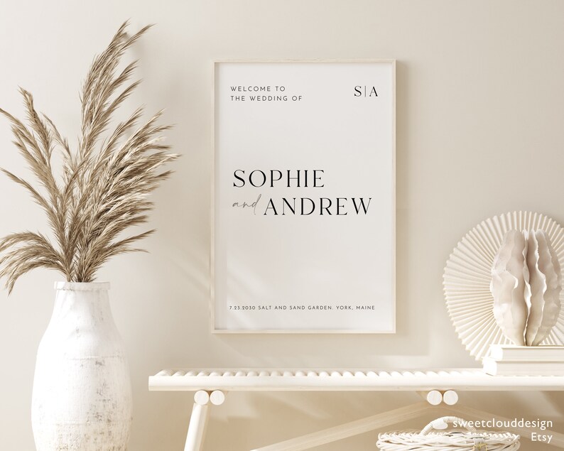Minimal Wedding Welcome Sign Template Modern Elegant Welcome - Etsy