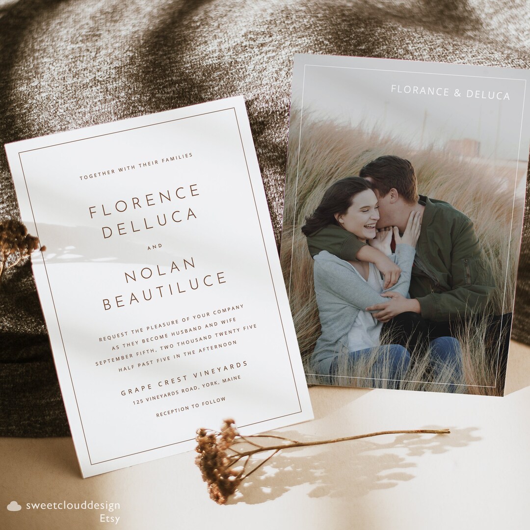 Modern Simple Wedding Invitation Template Elegant Minimal Invitation ...