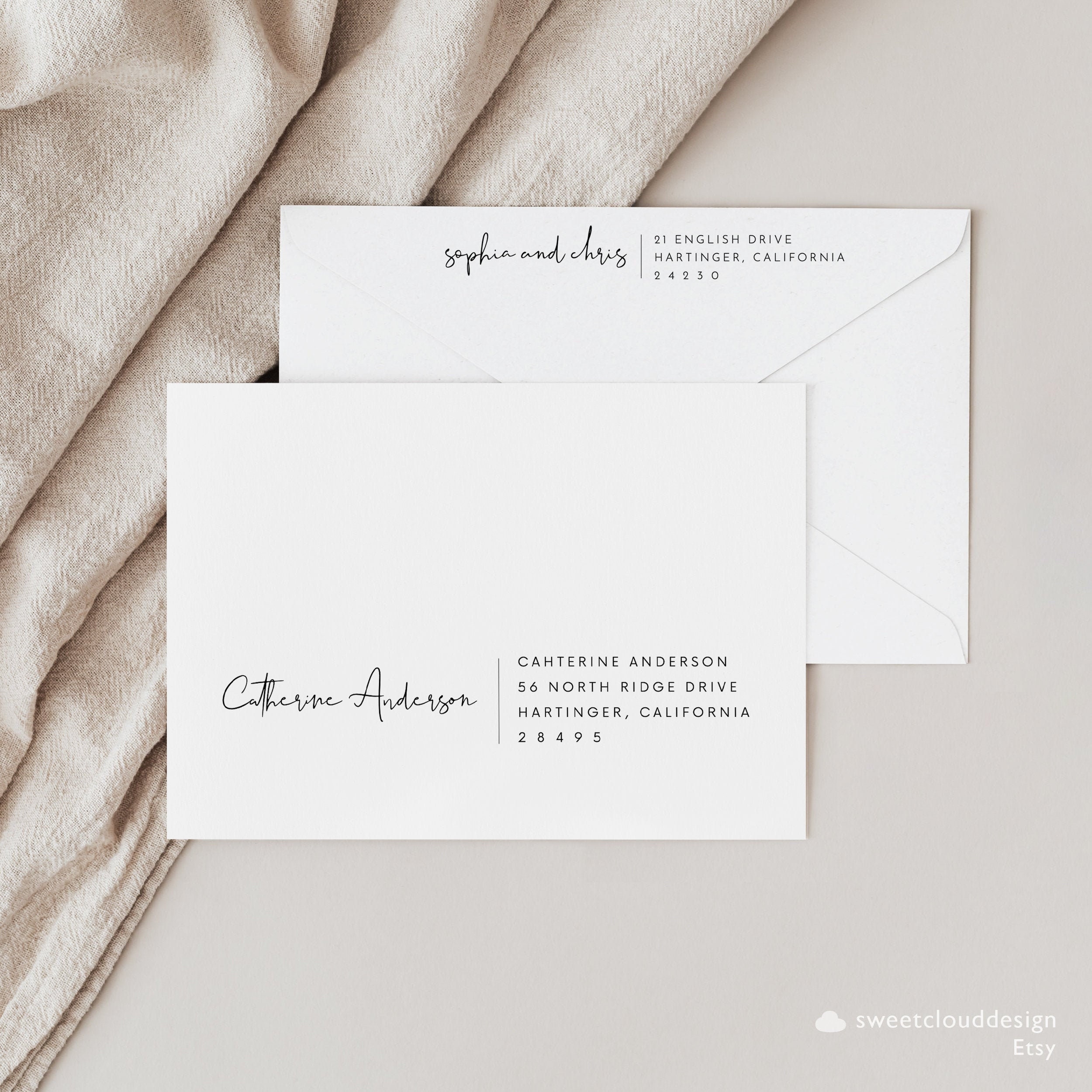 Printable Modern Envelope Address Template,simple Envelope Address ...